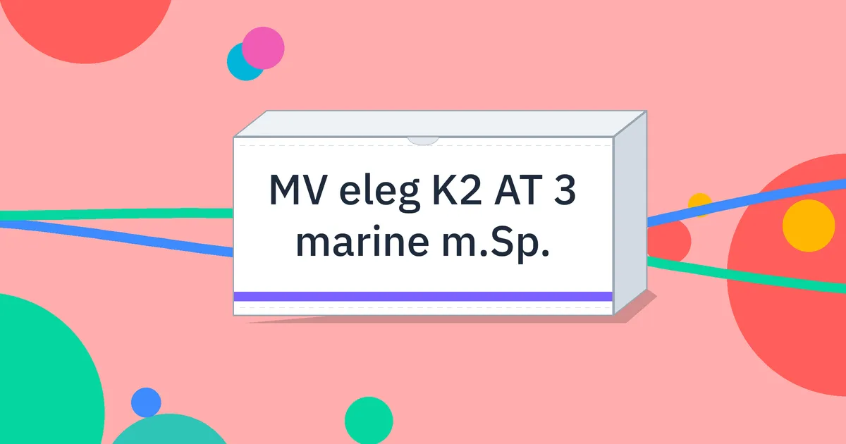 Symbolbild: Packung mit der Aufschrift MV eleg K2 AT 3 marine m.Sp. (PZN 15286404) – Verfügbarkeit und Bezug in Apotheken in Frankfurt am Main