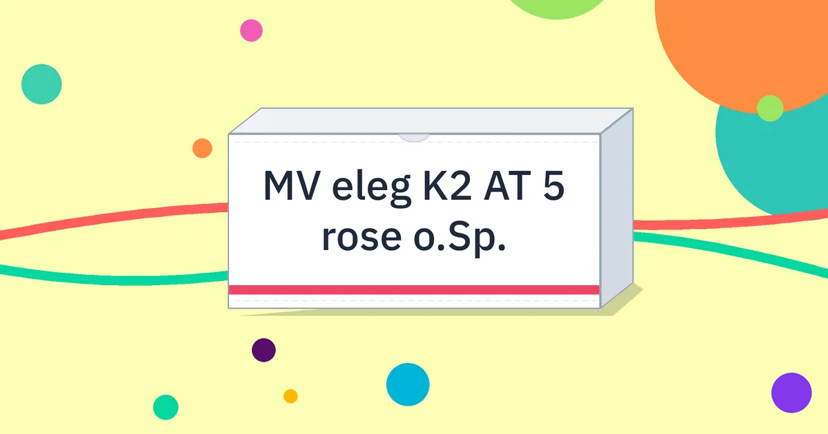Symbolbild: Packung mit der Aufschrift MV eleg K2 AT 5 rose o.Sp. (PZN 15286775) – Verfügbarkeit und Bezug in Apotheken in Frankfurt am Main