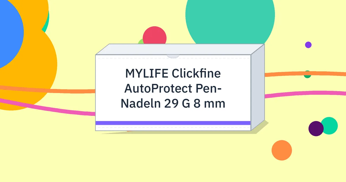 Symbolbild: Packung mit der Aufschrift MYLIFE Clickfine AutoProtect Pen-Nadeln 29 G 8 mm (PZN 13847181) – Verfügbarkeit und Bezug in Apotheken in Frankfurt am Main