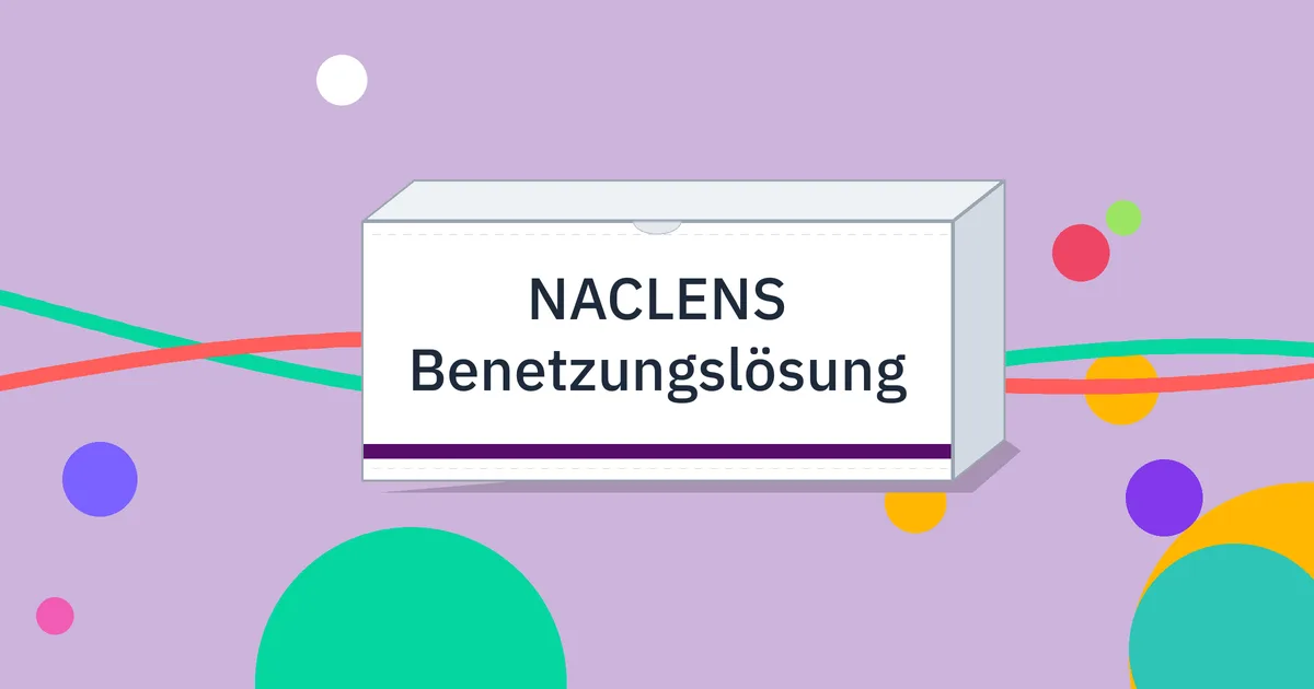Symbolbild: Packung mit der Aufschrift NACLENS Benetzungslösung (PZN 06078517) – Verfügbarkeit und Bezug in Apotheken in Frankfurt am Main