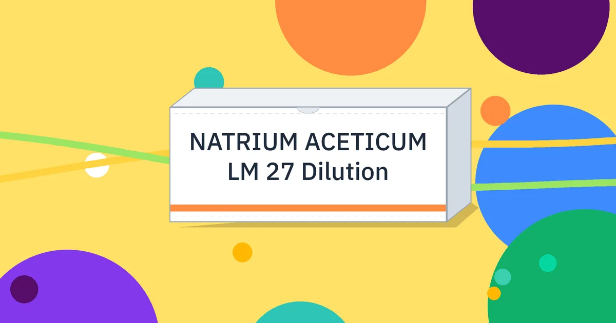 Symbolbild: Packung mit der Aufschrift NATRIUM ACETICUM LM 27 Dilution (PZN 12959110) – Verfügbarkeit und Bezug in Apotheken in Frankfurt am Main
