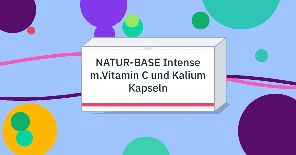 Symbolbild: Packung mit der Aufschrift NATUR-BASE Intense m.Vitamin C und Kalium Kapseln (PZN 18055616) – Verfügbarkeit und Bezug in Apotheken in Frankfurt am Main