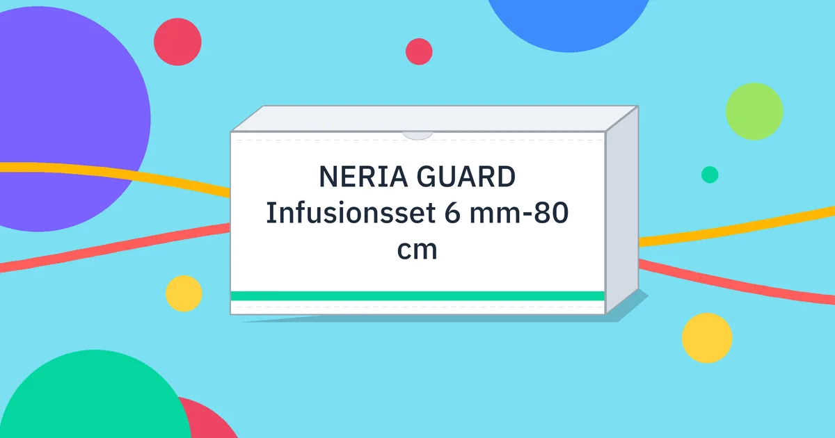 Symbolbild: Packung mit der Aufschrift NERIA GUARD Infusionsset 6 mm-80 cm (PZN 20858676) – Verfügbarkeit und Bezug in Apotheken in Frankfurt am Main