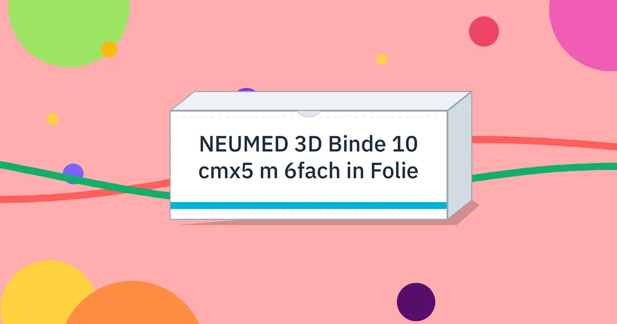 Symbolbild: Packung mit der Aufschrift NEUMED 3D Binde 10 cmx5 m 6fach in Folie (PZN 02845380) – Verfügbarkeit und Bezug in Apotheken in Frankfurt am Main