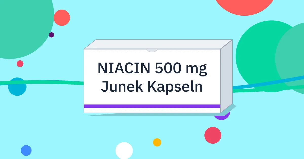 Symbolbild: Packung mit der Aufschrift NIACIN 500 mg Junek Kapseln (PZN 13578611) – Verfügbarkeit und Bezug in Apotheken in Frankfurt am Main