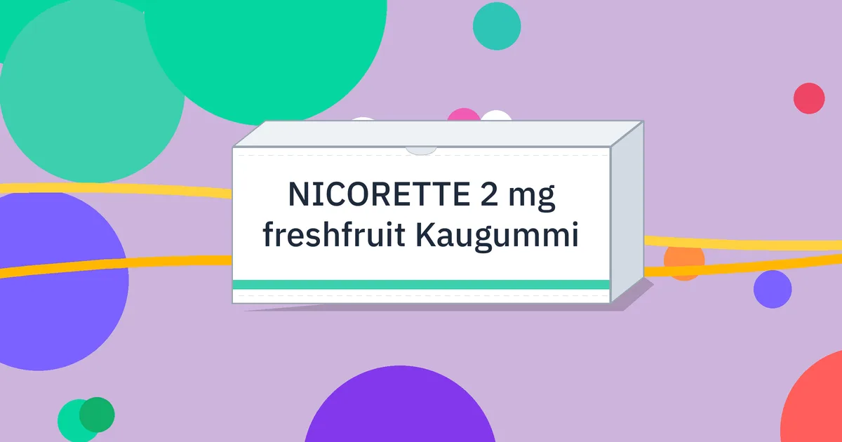 Symbolbild: Packung mit der Aufschrift NICORETTE 2 mg freshfruit Kaugummi (PZN 13754025) – Verfügbarkeit und Bezug in Apotheken in Frankfurt am Main