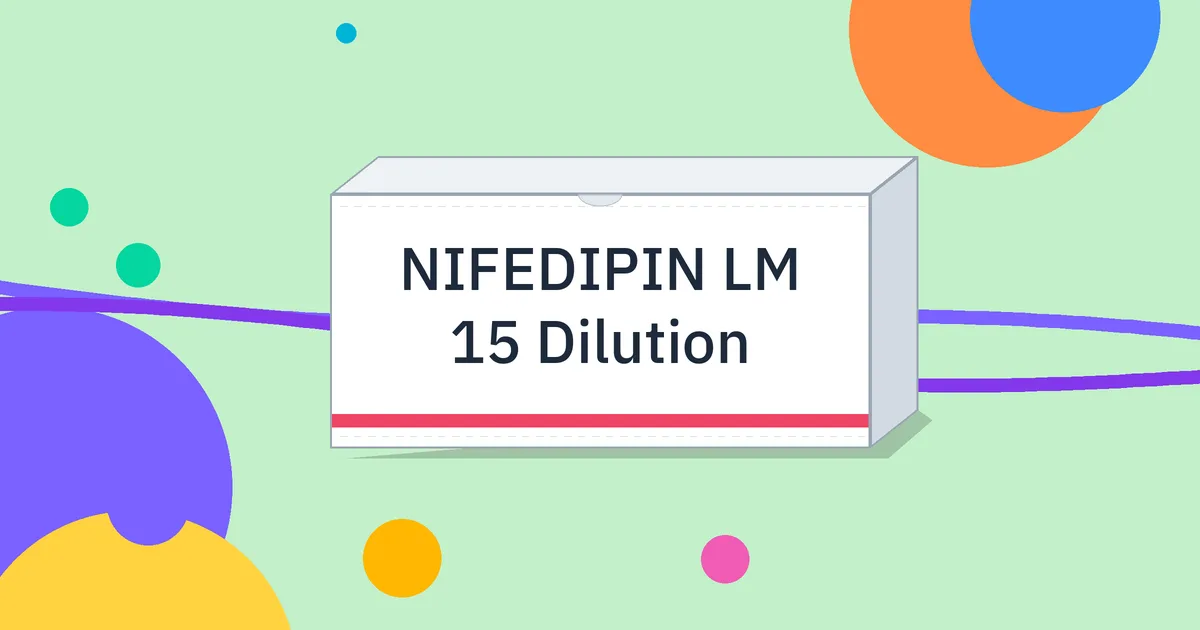 Symbolbild: Packung mit der Aufschrift NIFEDIPIN LM 15 Dilution (PZN 12969574) – Verfügbarkeit und Bezug in Apotheken in Frankfurt am Main