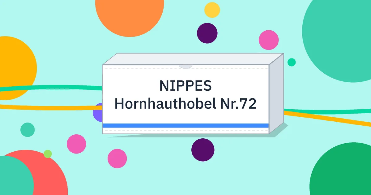 Symbolbild: Packung mit der Aufschrift NIPPES Hornhauthobel Nr.72 (PZN 07615070) – Verfügbarkeit und Bezug in Apotheken in Frankfurt am Main