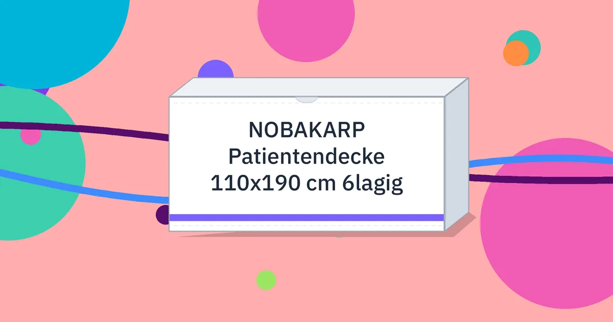 Symbolbild: Packung mit der Aufschrift NOBAKARP Patientendecke 110x190 cm 6lagig (PZN 00684027) – Verfügbarkeit und Bezug in Apotheken in Frankfurt am Main