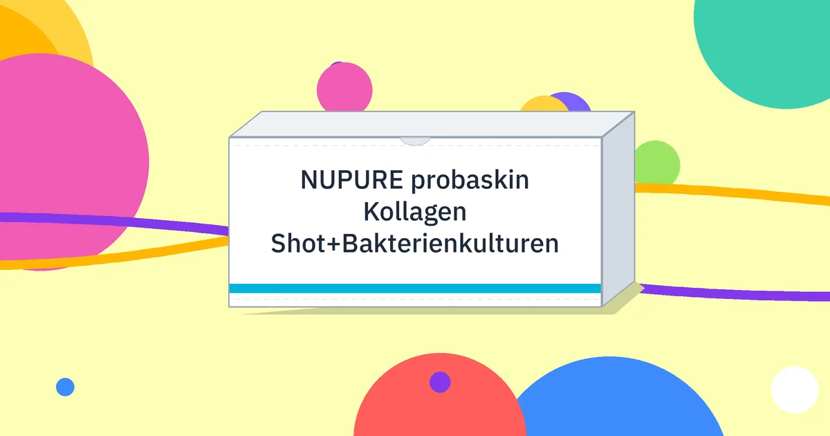 Symbolbild: Packung mit der Aufschrift NUPURE probaskin Kollagen Shot+Bakterienkulturen (PZN 19293619) – Verfügbarkeit und Bezug in Apotheken in Frankfurt am Main