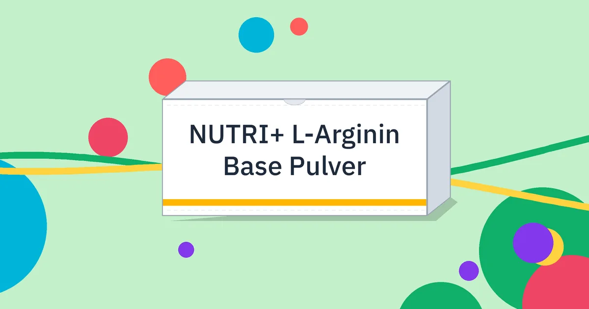 Symbolbild: Packung mit der Aufschrift NUTRI+ L-Arginin Base Pulver (PZN 19667617) – Verfügbarkeit und Bezug in Apotheken in Frankfurt am Main