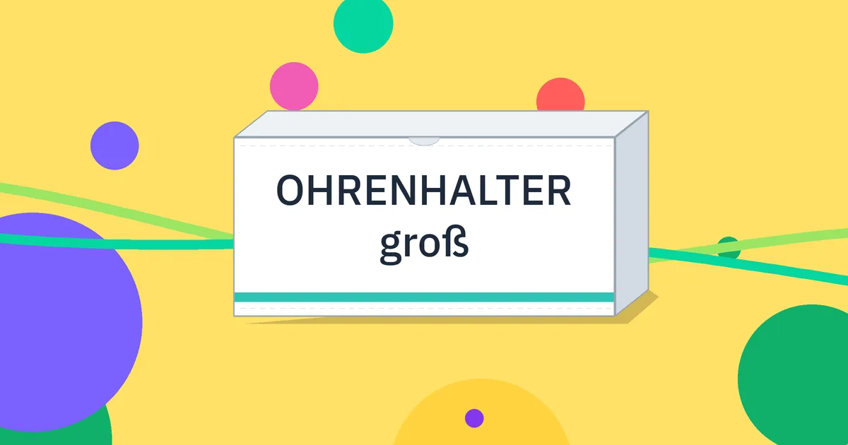 Symbolbild: Packung mit der Aufschrift OHRENHALTER groß (PZN 01733029) – Verfügbarkeit und Bezug in Apotheken in Frankfurt am Main