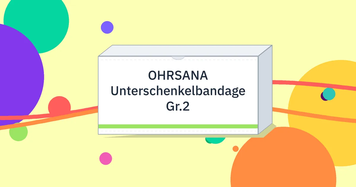 Symbolbild: Packung mit der Aufschrift OHRSANA Unterschenkelbandage Gr.2 (PZN 02669693) – Verfügbarkeit und Bezug in Apotheken in Frankfurt am Main