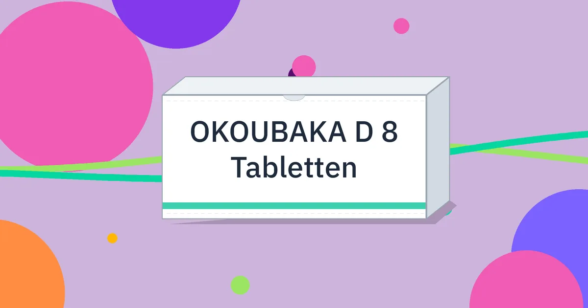 Symbolbild: Packung mit der Aufschrift OKOUBAKA D 8 Tabletten (PZN 07175949) – Verfügbarkeit und Bezug in Apotheken in Frankfurt am Main