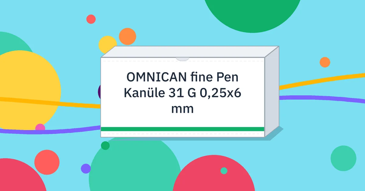 Symbolbild: Packung mit der Aufschrift OMNICAN fine Pen Kanüle 31 G 0,25x6 mm (PZN 16511990) – Verfügbarkeit und Bezug in Apotheken in Frankfurt am Main