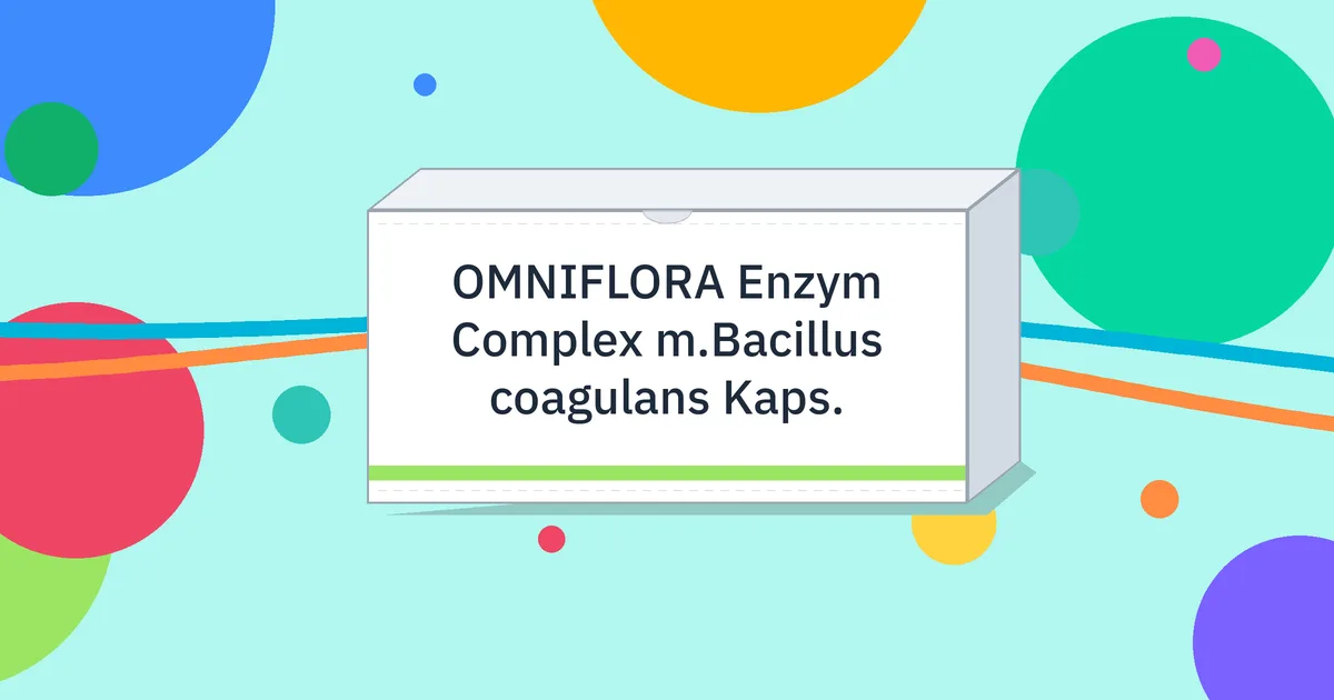 Symbolbild: Packung mit der Aufschrift OMNIFLORA Enzym Complex m.Bacillus coagulans Kaps. (PZN 19745346) – Verfügbarkeit und Bezug in Apotheken in Frankfurt am Main
