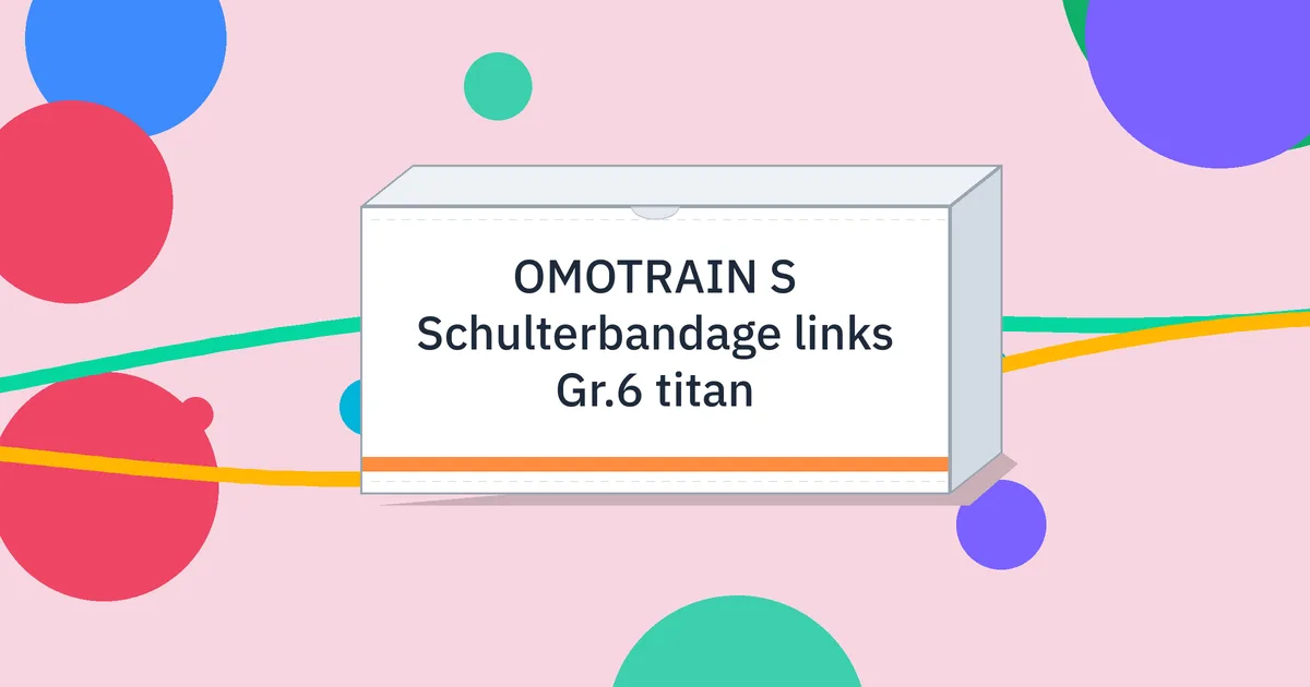 Symbolbild: Packung mit der Aufschrift OMOTRAIN S Schulterbandage links Gr.6 titan (PZN 01865529) – Verfügbarkeit und Bezug in Apotheken in Frankfurt am Main