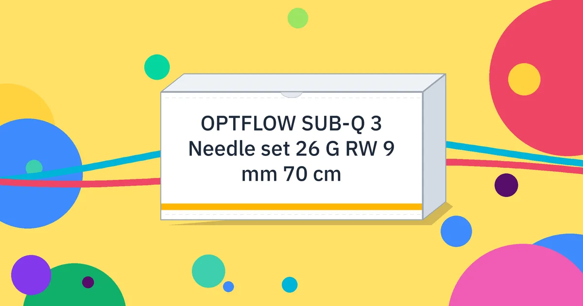 Symbolbild: Packung mit der Aufschrift OPTFLOW SUB-Q 3 Needle set 26 G RW 9 mm 70 cm (PZN 16706311) – Verfügbarkeit und Bezug in Apotheken in Frankfurt am Main