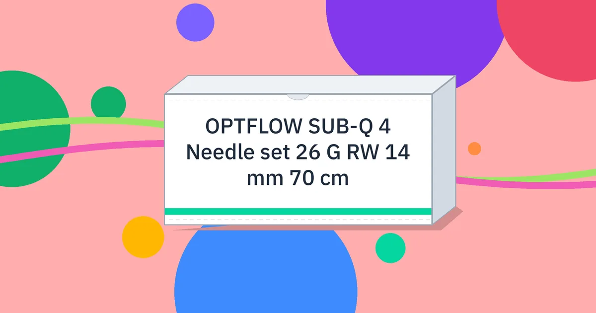 Symbolbild: Packung mit der Aufschrift OPTFLOW SUB-Q 4 Needle set 26 G RW 14 mm 70 cm (PZN 16801222) – Verfügbarkeit und Bezug in Apotheken in Frankfurt am Main