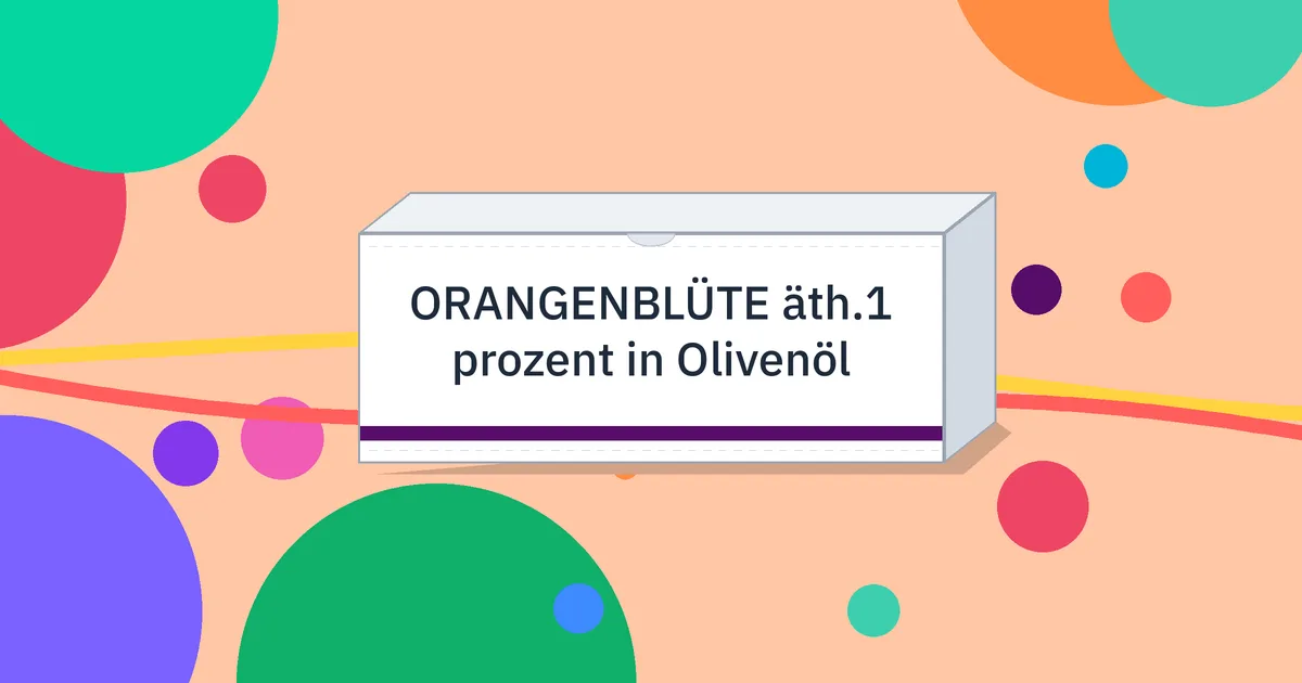 Symbolbild: Packung mit der Aufschrift ORANGENBLÜTE äth.1 prozent in Olivenöl (PZN 18790959) – Verfügbarkeit und Bezug in Apotheken in Frankfurt am Main