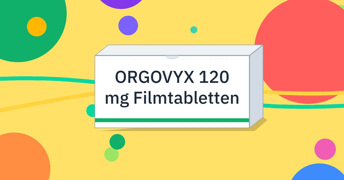 Symbolbild: Packung mit der Aufschrift ORGOVYX 120 mg Filmtabletten (PZN 18441288) – Verfügbarkeit und Bezug in Apotheken in Frankfurt am Main