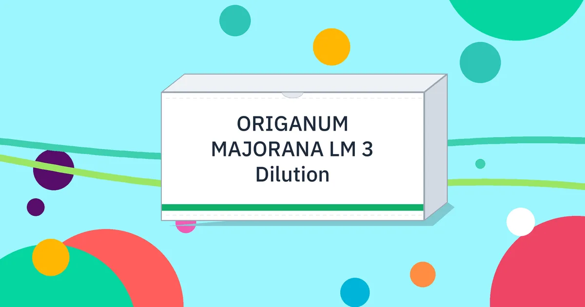 Symbolbild: Packung mit der Aufschrift ORIGANUM MAJORANA LM 3 Dilution (PZN 12972458) – Verfügbarkeit und Bezug in Apotheken in Frankfurt am Main