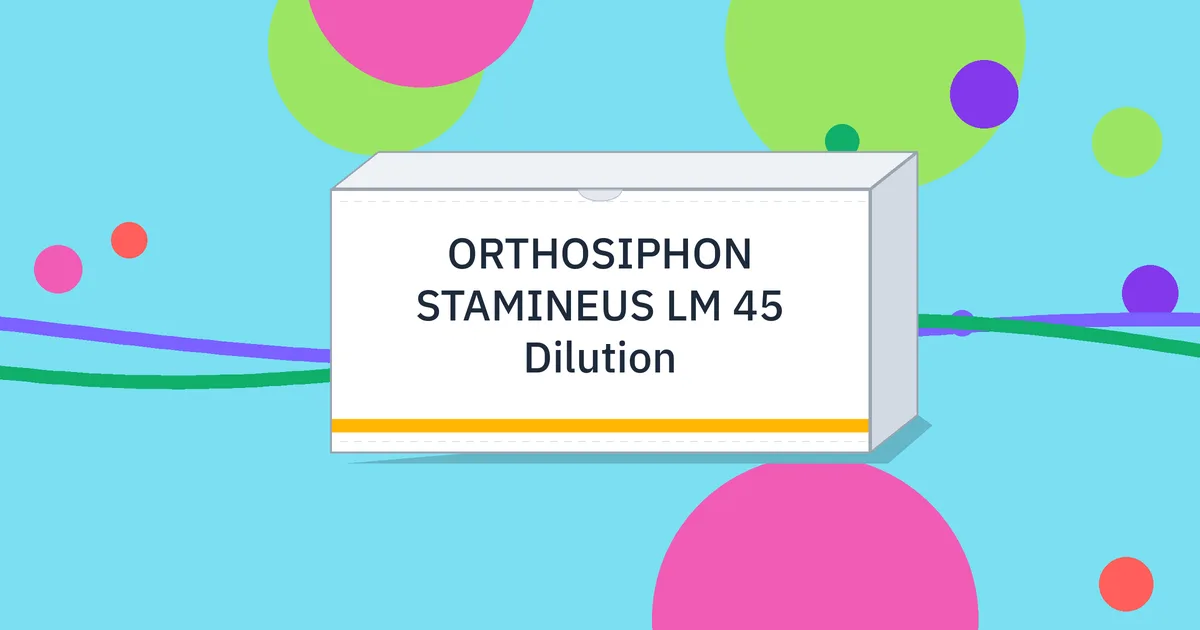 Symbolbild: Packung mit der Aufschrift ORTHOSIPHON STAMINEUS LM 45 Dilution (PZN 13628266) – Verfügbarkeit und Bezug in Apotheken in Frankfurt am Main