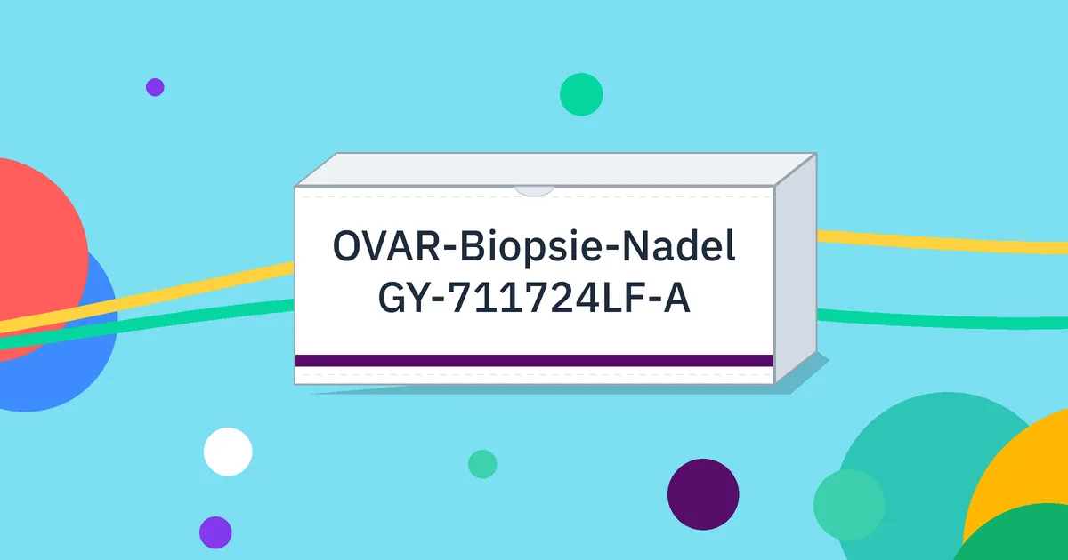 Symbolbild: Packung mit der Aufschrift OVAR-Biopsie-Nadel GY-711724LF-A (PZN 18085072) – Verfügbarkeit und Bezug in Apotheken in Frankfurt am Main