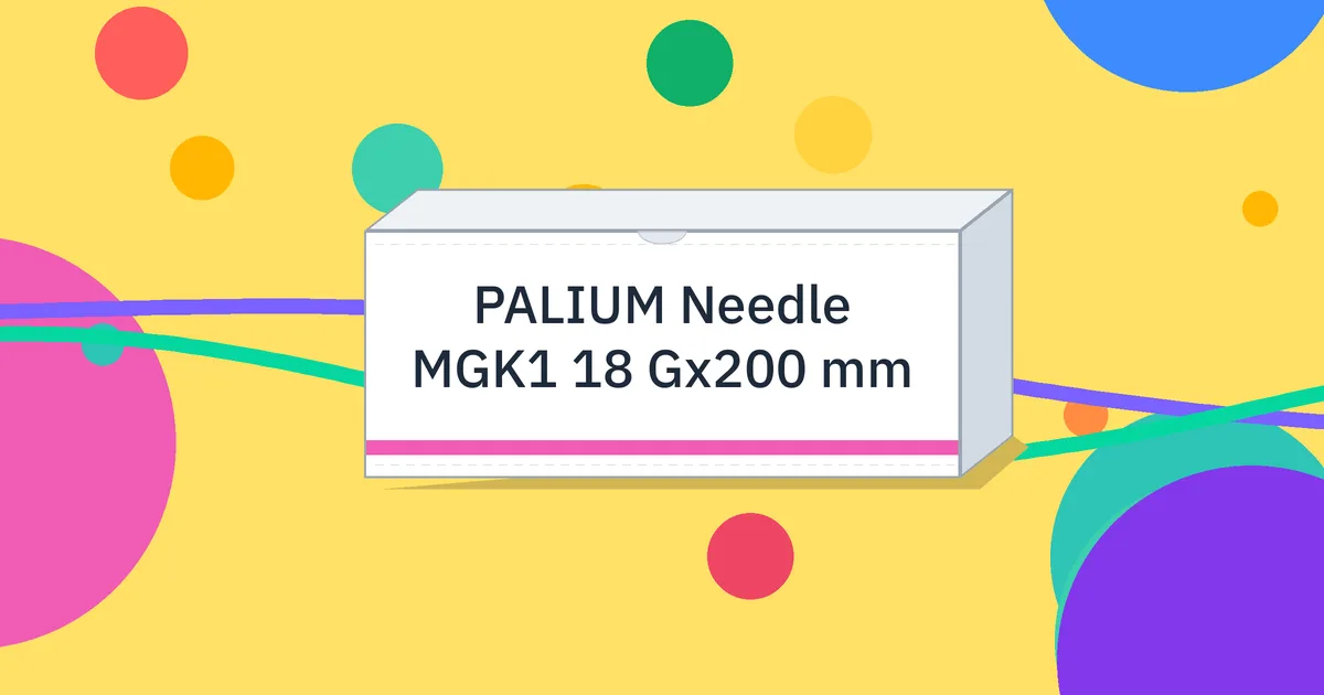 Symbolbild: Packung mit der Aufschrift PALIUM Needle MGK1 18 Gx200 mm (PZN 14383803) – Verfügbarkeit und Bezug in Apotheken in Frankfurt am Main