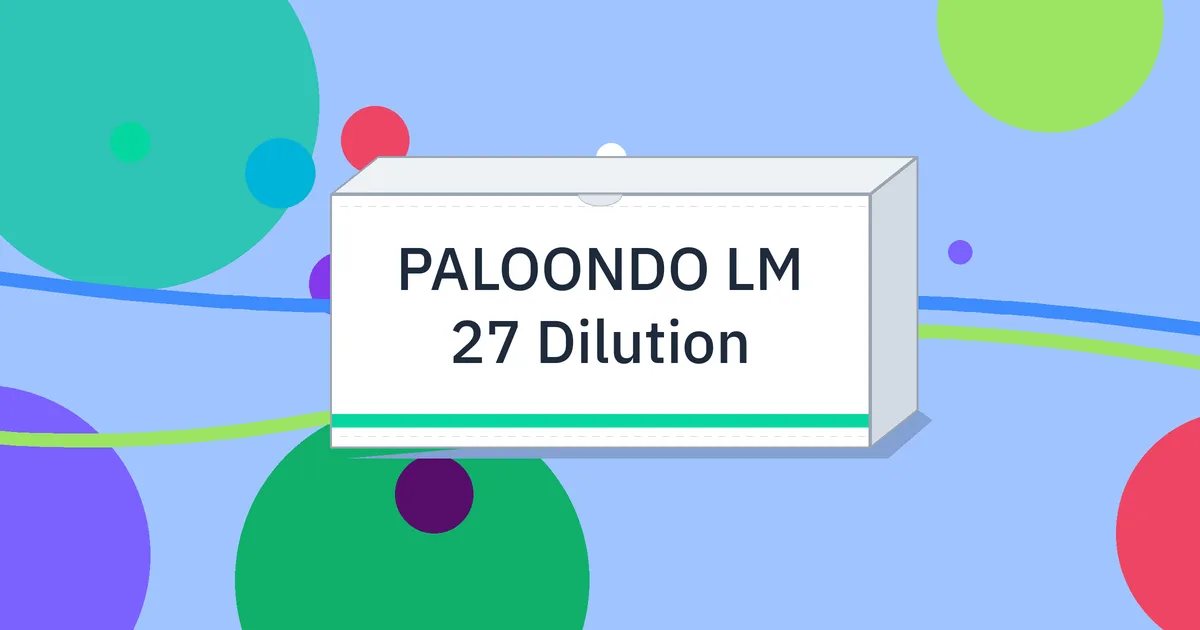 Symbolbild: Packung mit der Aufschrift PALOONDO LM 27 Dilution (PZN 13630501) – Verfügbarkeit und Bezug in Apotheken in Frankfurt am Main