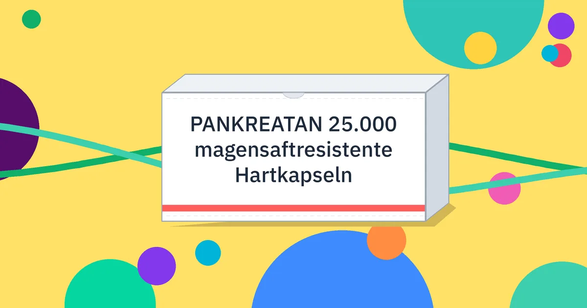 Symbolbild: Packung mit der Aufschrift PANKREATAN 25.000 magensaftresistente Hartkapseln (PZN 06890035) – Verfügbarkeit und Bezug in Apotheken in Frankfurt am Main
