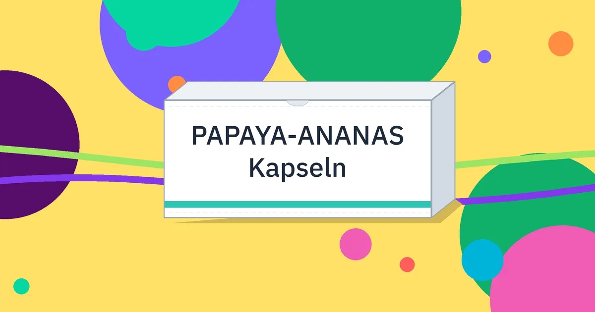 Symbolbild: Packung mit der Aufschrift PAPAYA-ANANAS Kapseln (PZN 19477199) – Verfügbarkeit und Bezug in Apotheken in Frankfurt am Main