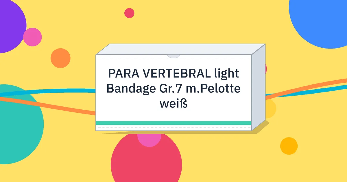 Symbolbild: Packung mit der Aufschrift PARA VERTEBRAL light Bandage Gr.7 m.Pelotte weiß (PZN 10003962) – Verfügbarkeit und Bezug in Apotheken in Frankfurt am Main