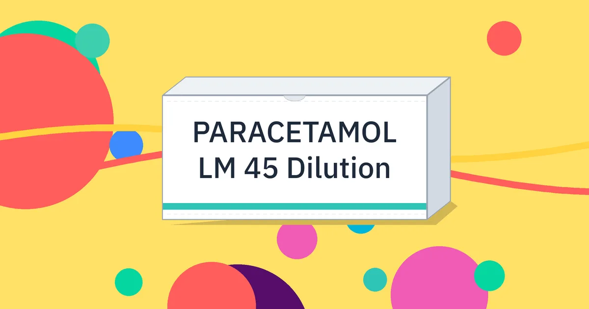Symbolbild: Packung mit der Aufschrift PARACETAMOL LM 45 Dilution (PZN 12976574) – Verfügbarkeit und Bezug in Apotheken in Frankfurt am Main