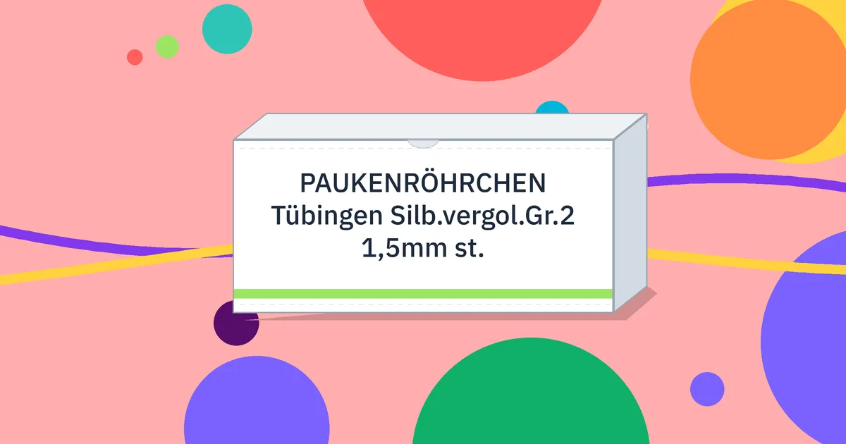 Symbolbild: Packung mit der Aufschrift PAUKENRÖHRCHEN Tübingen Silb.vergol.Gr.2 1,5mm st. (PZN 13785267) – Verfügbarkeit und Bezug in Apotheken in Frankfurt am Main