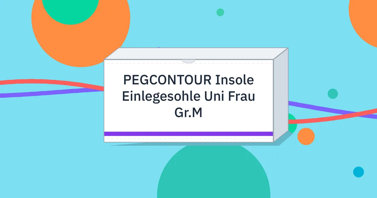 Symbolbild: Packung mit der Aufschrift PEGCONTOUR Insole Einlegesohle Uni Frau Gr.M (PZN 17871880) – Verfügbarkeit und Bezug in Apotheken in Frankfurt am Main