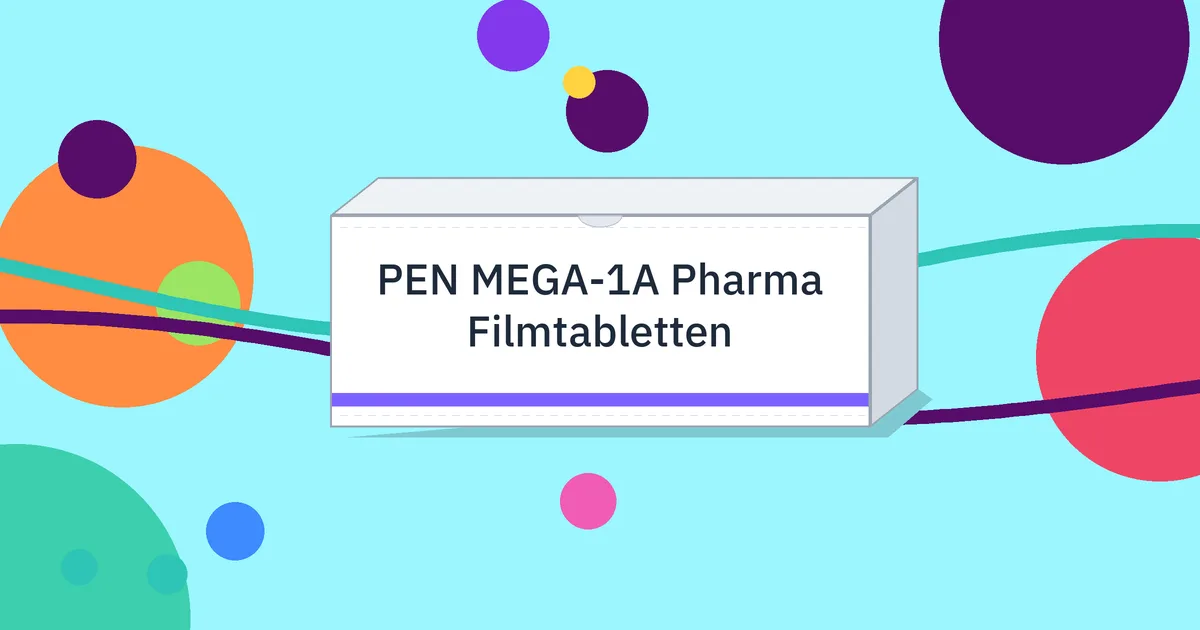 Symbolbild: Packung mit der Aufschrift PEN MEGA-1A Pharma Filmtabletten (PZN 00658886) – Verfügbarkeit und Bezug in Apotheken in Frankfurt am Main