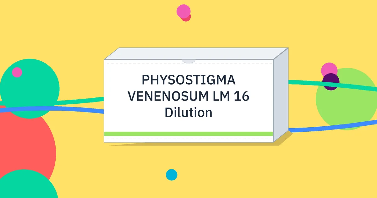 Symbolbild: Packung mit der Aufschrift PHYSOSTIGMA VENENOSUM LM 16 Dilution (PZN 13035388) – Verfügbarkeit und Bezug in Apotheken in Frankfurt am Main