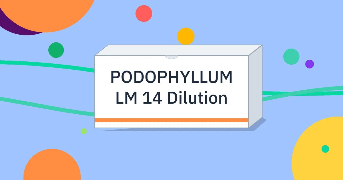 Symbolbild: Packung mit der Aufschrift PODOPHYLLUM LM 14 Dilution (PZN 13042951) – Verfügbarkeit und Bezug in Apotheken in Frankfurt am Main
