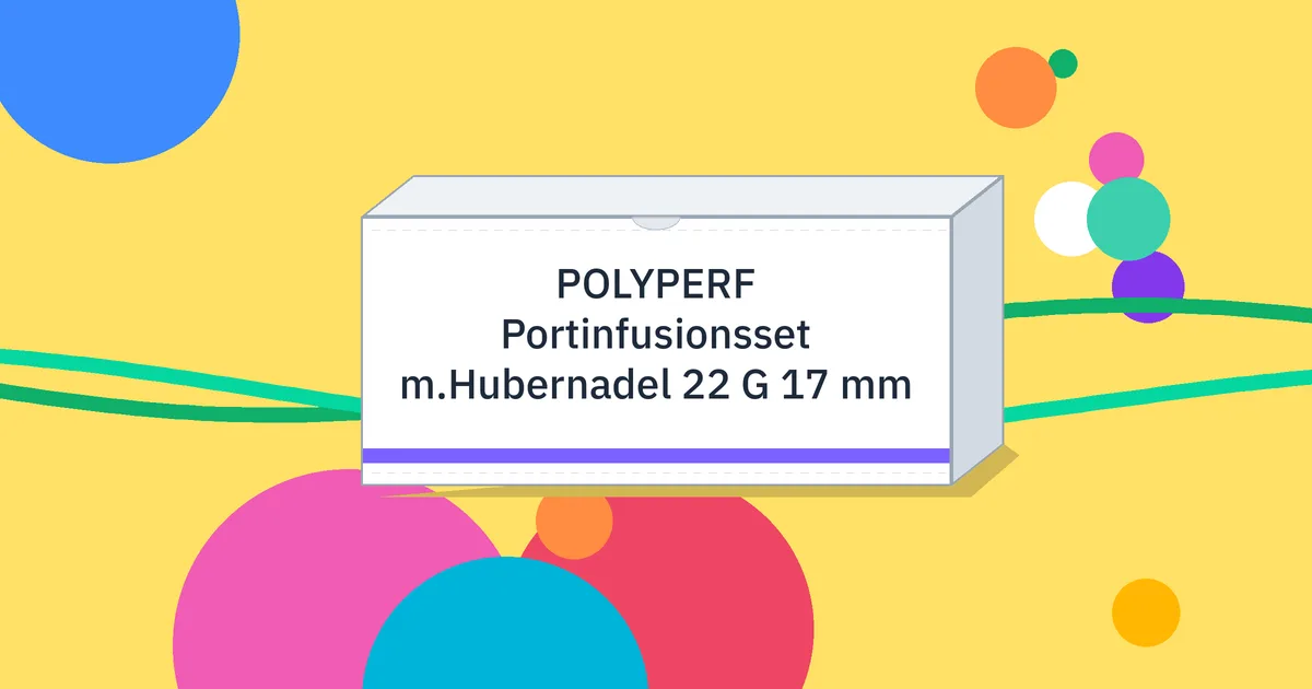Symbolbild: Packung mit der Aufschrift POLYPERF Portinfusionsset m.Hubernadel 22 G 17 mm (PZN 17527823) – Verfügbarkeit und Bezug in Apotheken in Frankfurt am Main