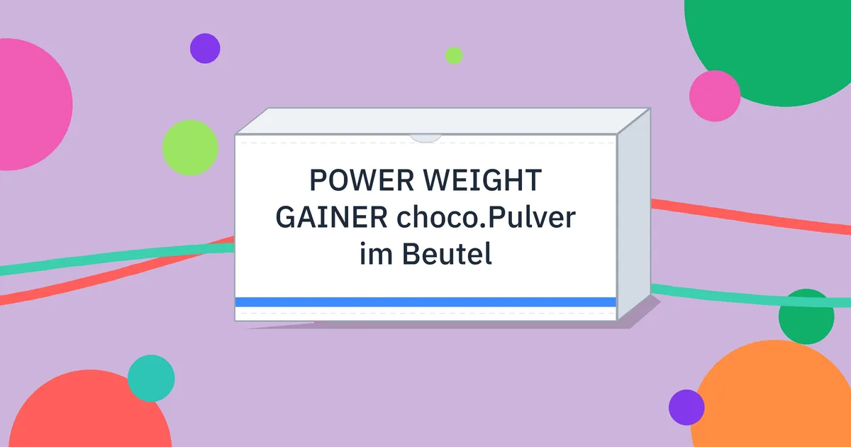 Symbolbild: Packung mit der Aufschrift POWER WEIGHT GAINER choco.Pulver im Beutel (PZN 02198822) – Verfügbarkeit und Bezug in Apotheken in Frankfurt am Main
