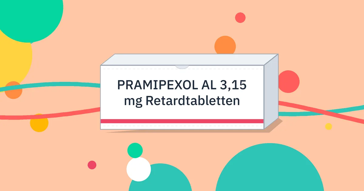 Symbolbild: Packung mit der Aufschrift PRAMIPEXOL AL 3,15 mg Retardtabletten (PZN 15785716) – Verfügbarkeit und Bezug in Apotheken in Frankfurt am Main