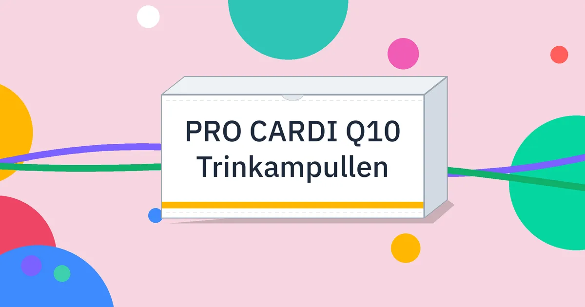 Symbolbild: Packung mit der Aufschrift PRO CARDI Q10 Trinkampullen (PZN 11529270) – Verfügbarkeit und Bezug in Apotheken in Frankfurt am Main