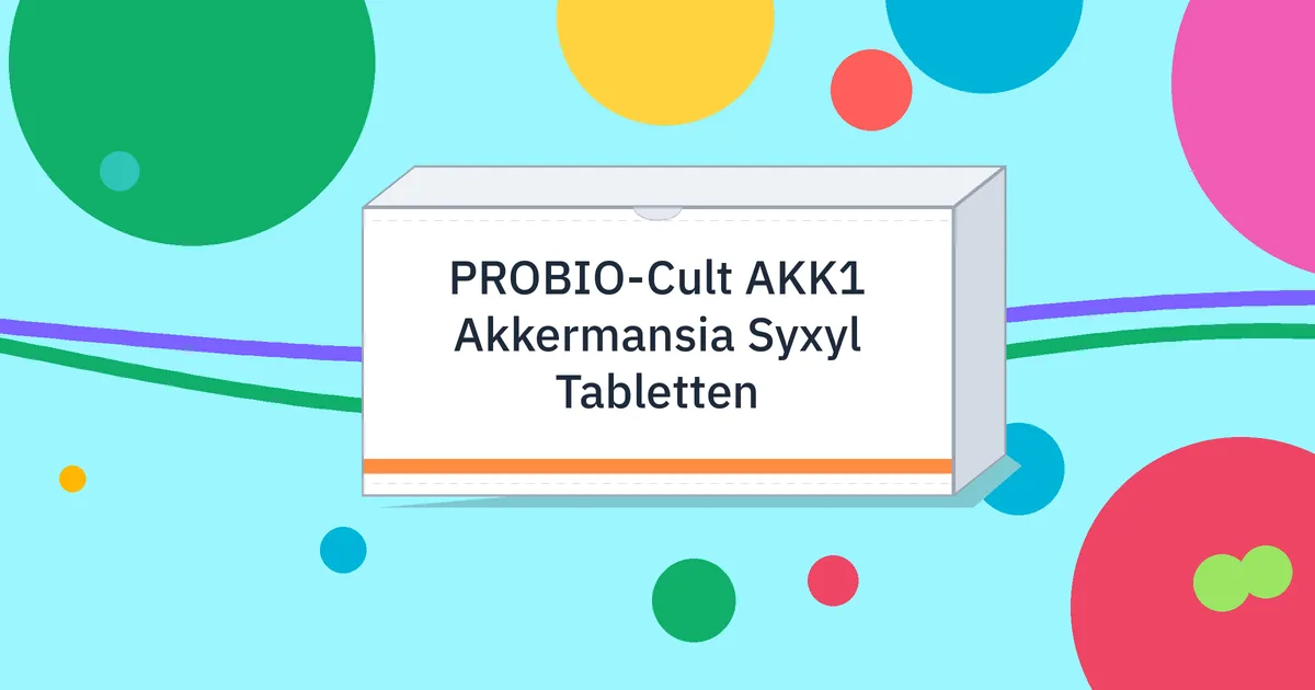 Symbolbild: Packung mit der Aufschrift PROBIO-Cult AKK1 Akkermansia Syxyl Tabletten (PZN 00735078) – Verfügbarkeit und Bezug in Apotheken in Frankfurt am Main
