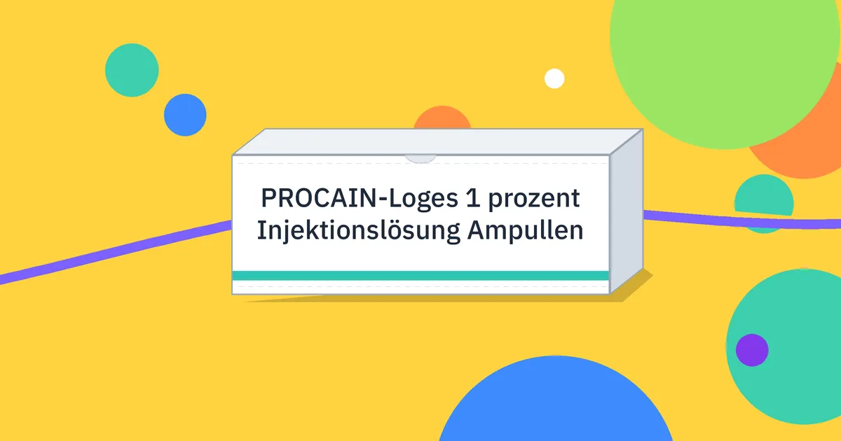 Symbolbild: Packung mit der Aufschrift PROCAIN-Loges 1 prozent Injektionslösung Ampullen (PZN 02860528) – Verfügbarkeit und Bezug in Apotheken in Frankfurt am Main