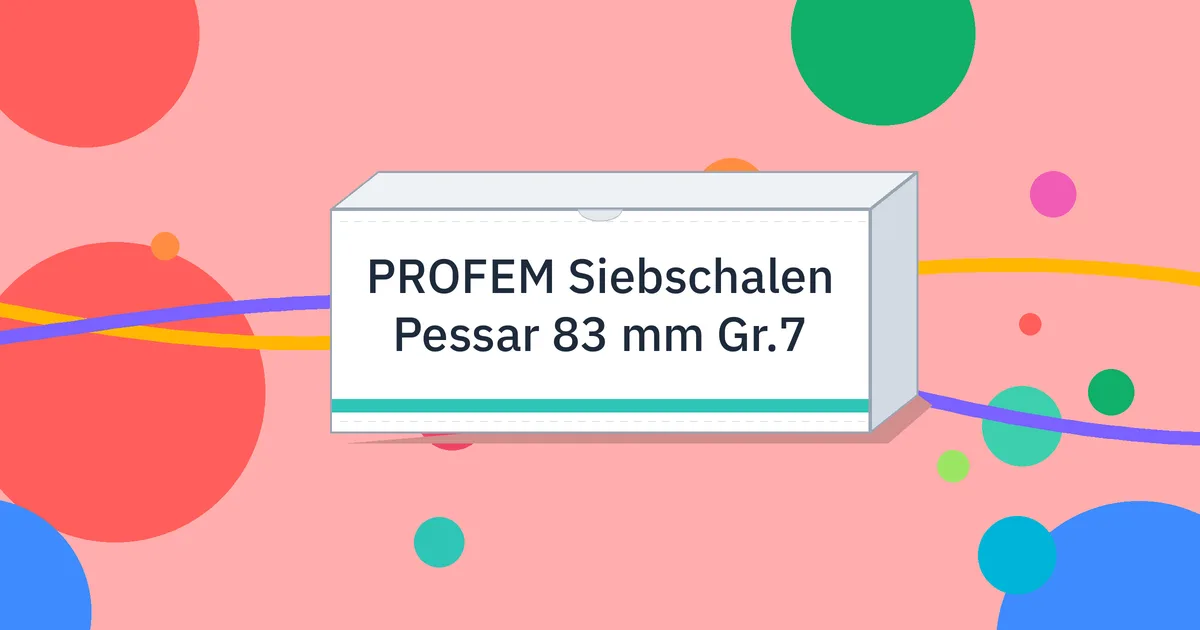Symbolbild: Packung mit der Aufschrift PROFEM Siebschalen Pessar 83 mm Gr.7 (PZN 11672607) – Verfügbarkeit und Bezug in Apotheken in Frankfurt am Main