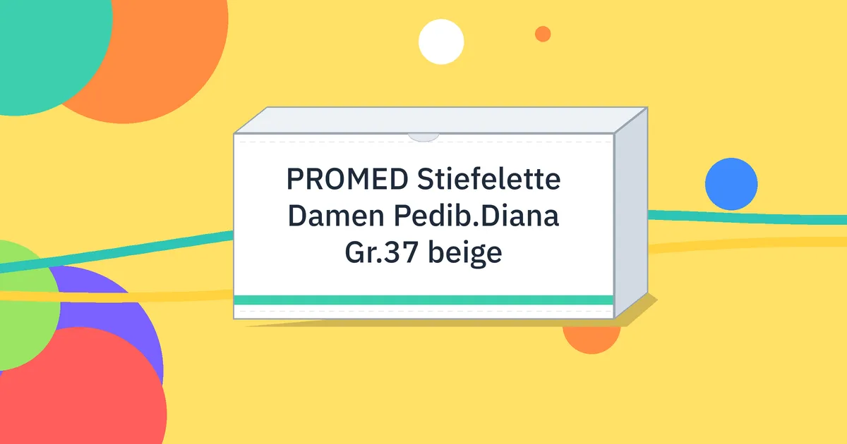 Symbolbild: Packung mit der Aufschrift PROMED Stiefelette Damen Pedib.Diana Gr.37 beige (PZN 11710176) – Verfügbarkeit und Bezug in Apotheken in Frankfurt am Main