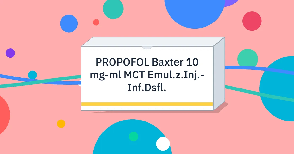 Symbolbild: Packung mit der Aufschrift PROPOFOL Baxter 10 mg-ml MCT Emul.z.Inj.-Inf.Dsfl. (PZN 19525024) – Verfügbarkeit und Bezug in Apotheken in Frankfurt am Main