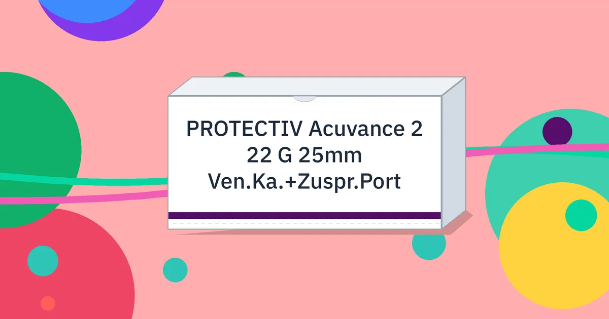 Symbolbild: Packung mit der Aufschrift PROTECTIV Acuvance 2 22 G 25mm Ven.Ka.+Zuspr.Port (PZN 17164473) – Verfügbarkeit und Bezug in Apotheken in Frankfurt am Main