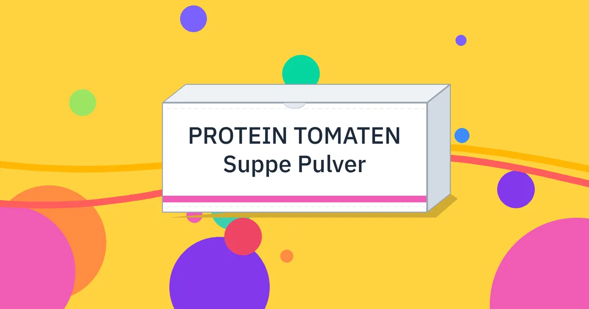 Symbolbild: Packung mit der Aufschrift PROTEIN TOMATEN Suppe Pulver (PZN 18817351) – Verfügbarkeit und Bezug in Apotheken in Frankfurt am Main